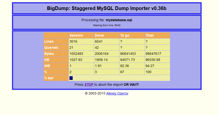 bigdump3 - Monkeywebstudio